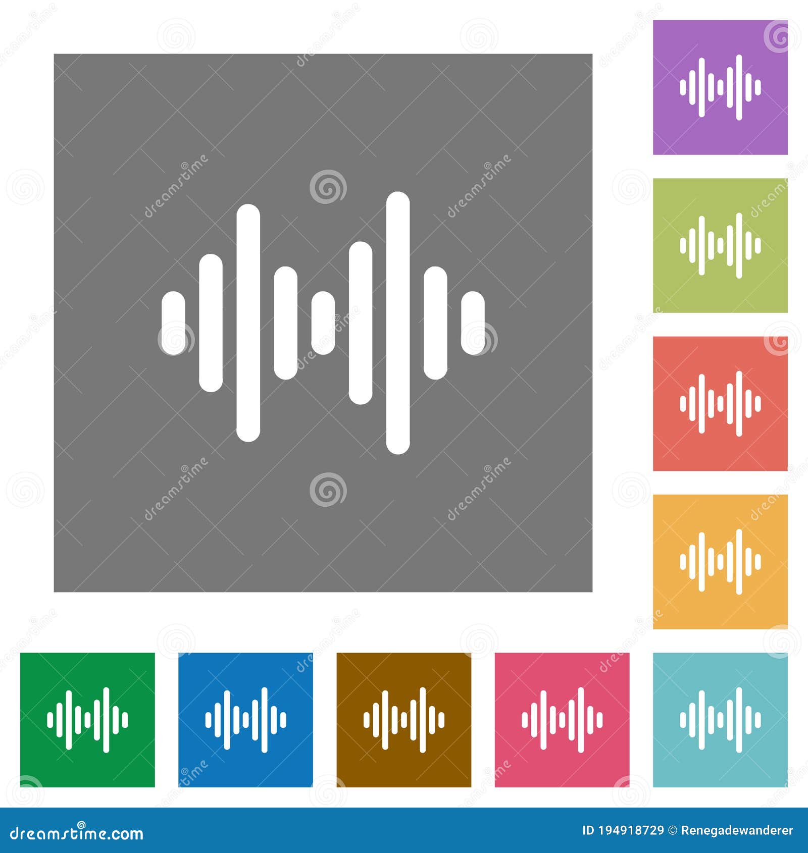 Sound Wave Square Flat Icons Stock Vector - Illustration of radio ...