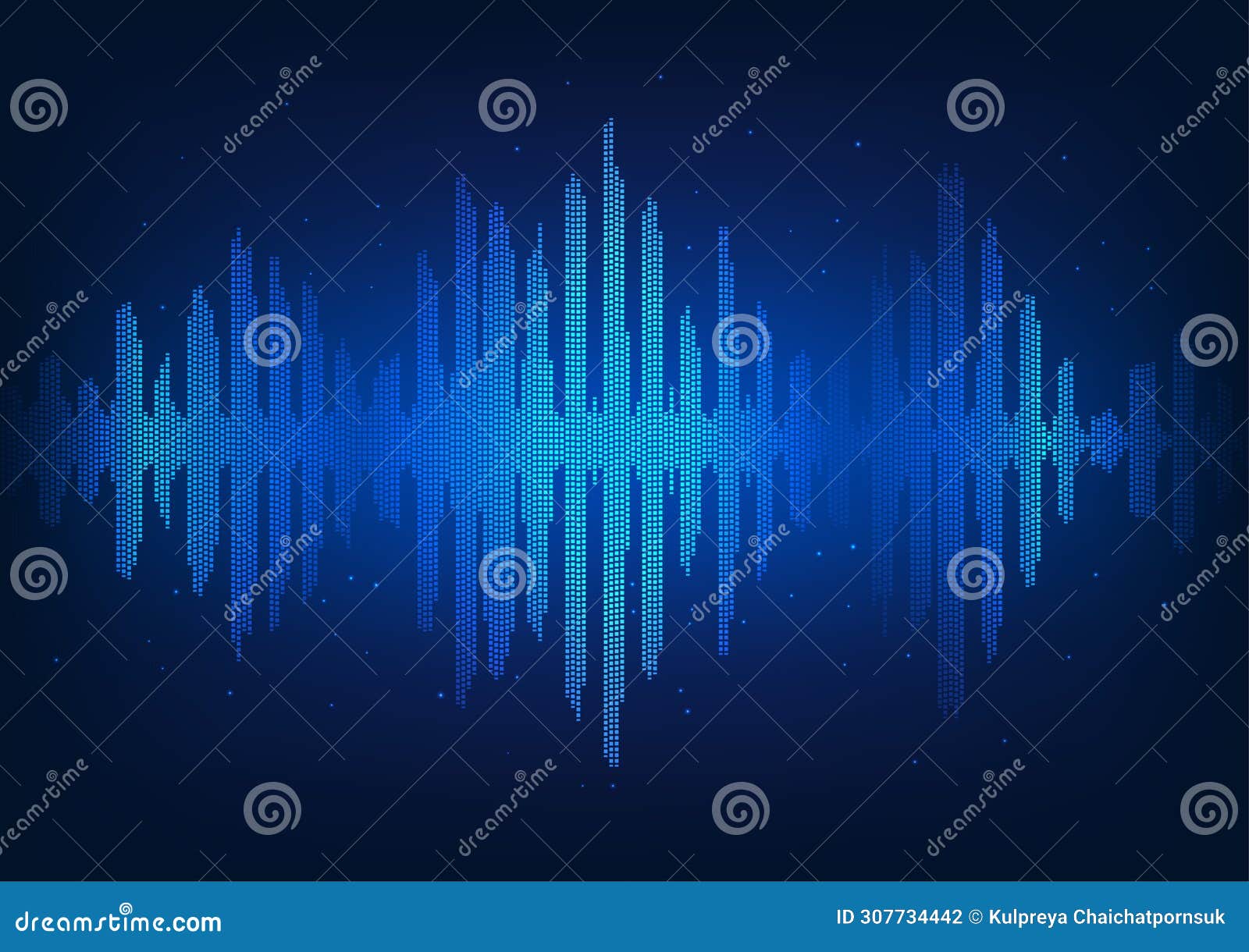 Sound Wave Technology Background, Pixel Sized Squares Arranged As Sound ...