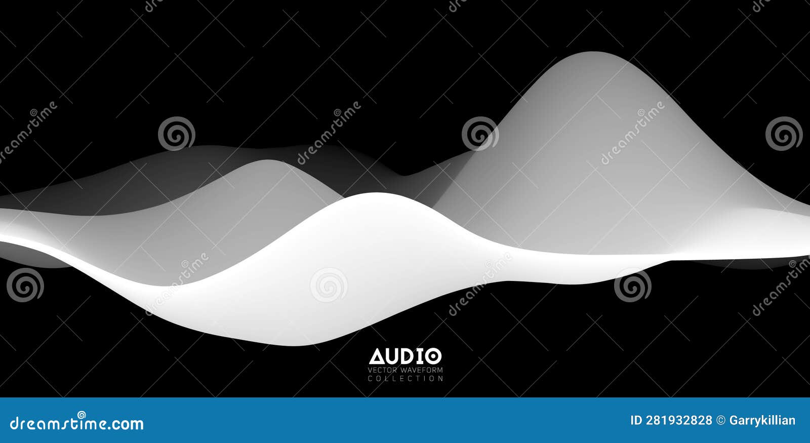 Sound Wave Visualiztion. 3D Black and White Solid Waveform. Voice ...