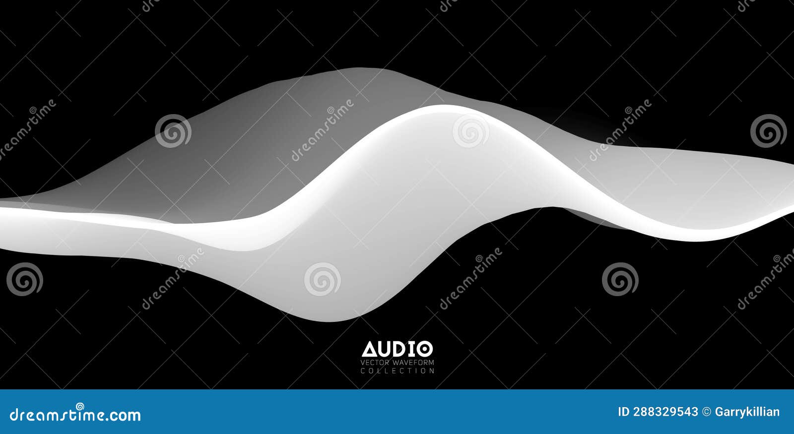Sound Wave Visualiztion. 3D Black and White Solid Waveform. Voice ...