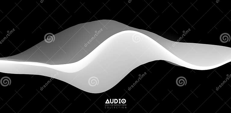 Sound Wave Visualiztion. 3D Black and White Solid Waveform. Voice ...