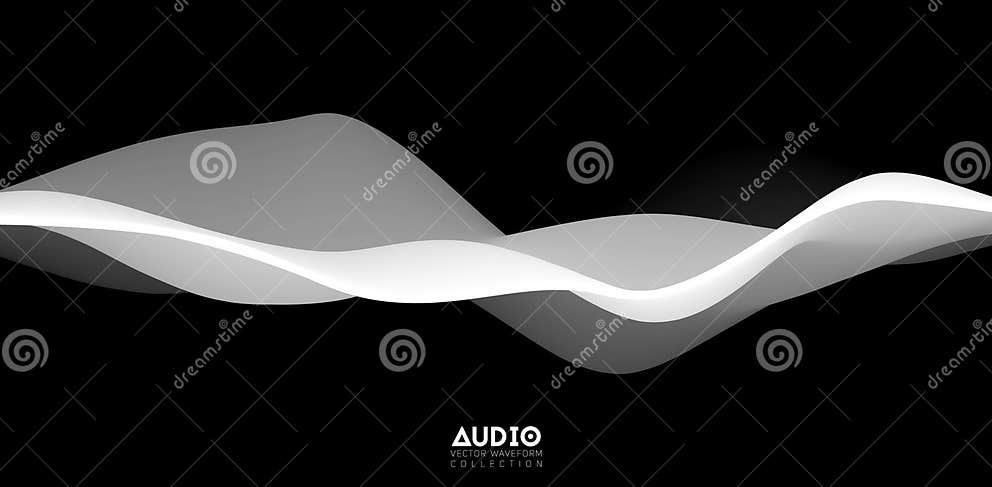 Sound Wave Visualiztion. 3D Black and White Solid Waveform. Voice ...