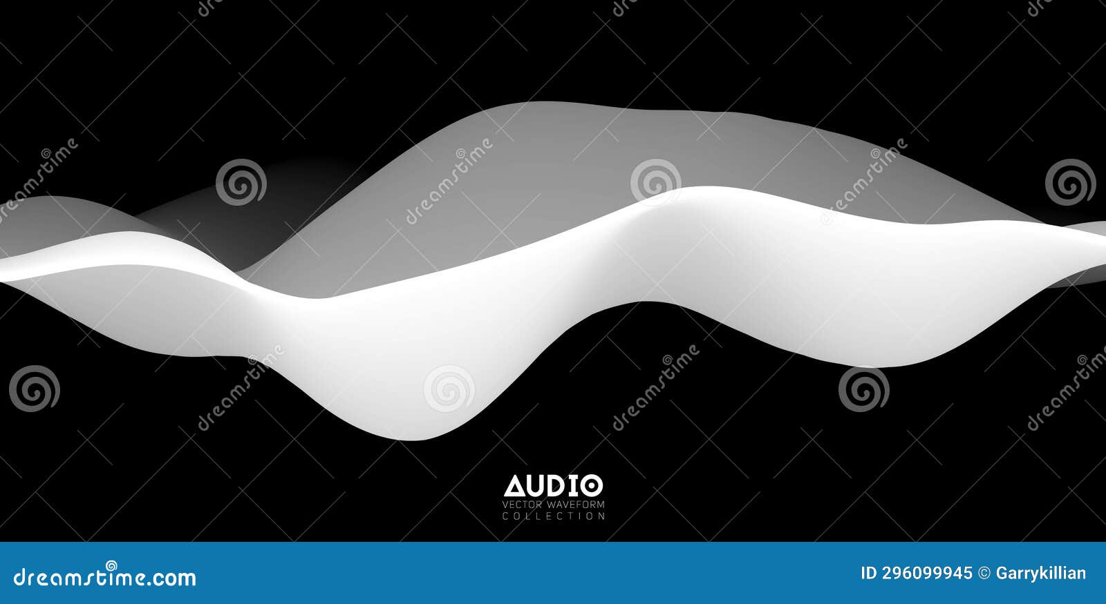 Sound Wave Visualiztion. 3D Black and White Solid Waveform. Voice ...