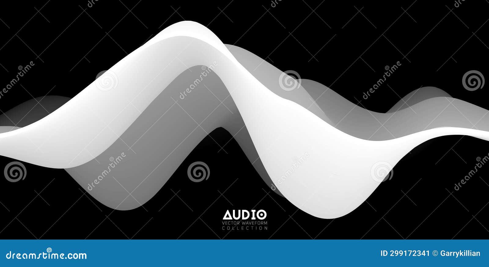 Sound Wave Visualiztion. 3D Black and White Solid Waveform. Voice ...