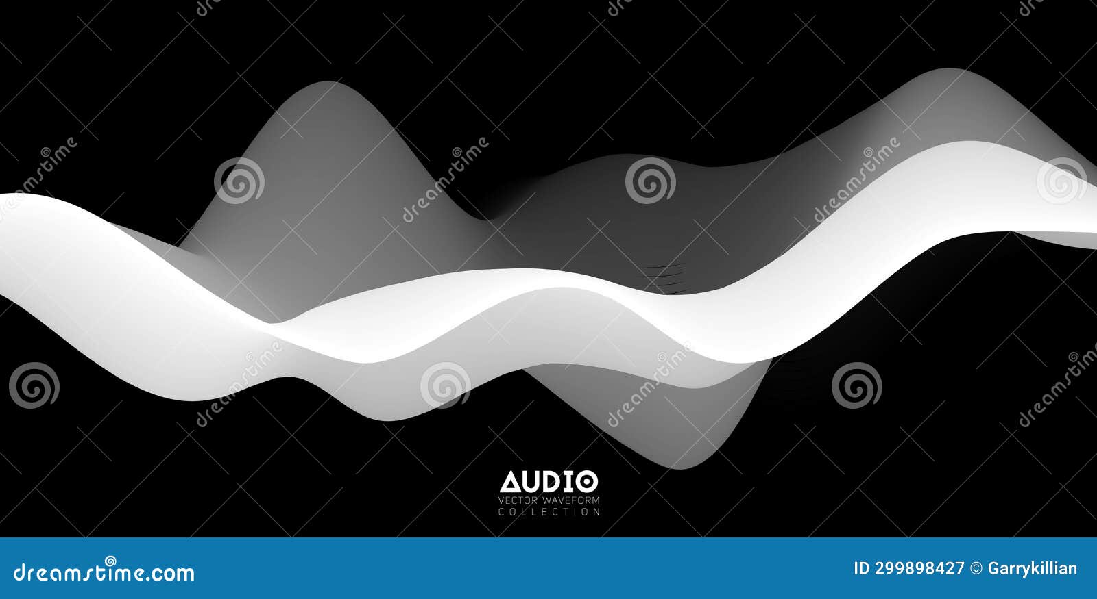 Sound Wave Visualiztion. 3D Black and White Solid Waveform. Voice ...