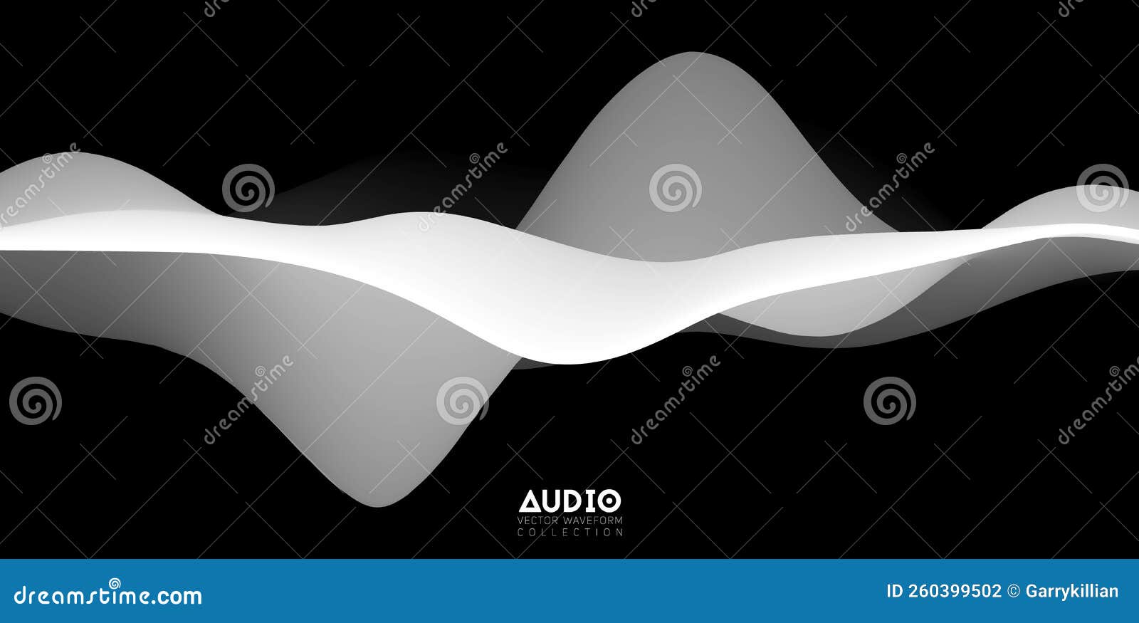 Sound Wave Visualiztion. 3D Black and White Solid Waveform. Voice ...