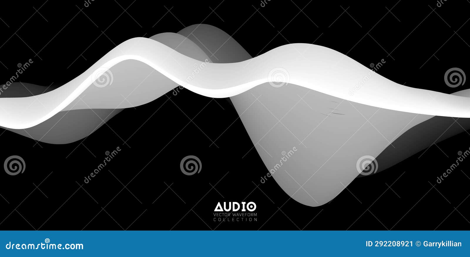Sound Wave Visualiztion. 3D Black and White Solid Waveform. Voice ...
