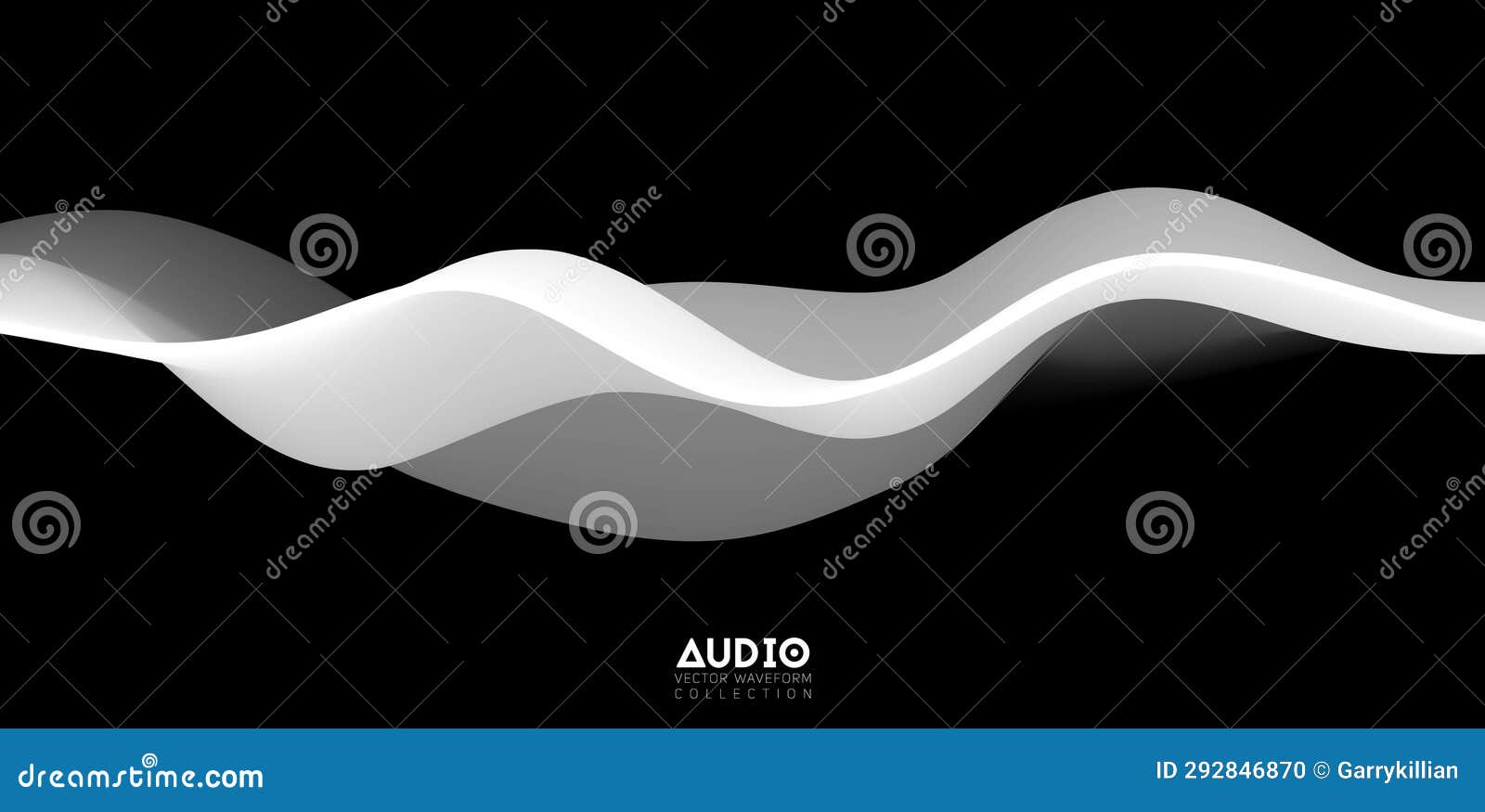 Sound Wave Visualiztion. 3D Black and White Solid Waveform. Voice ...
