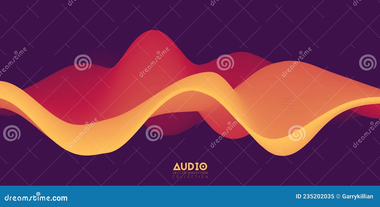 Sound Wave Visualiztion. 3D Orange Solid Waveform. Voice Sample Pattern ...