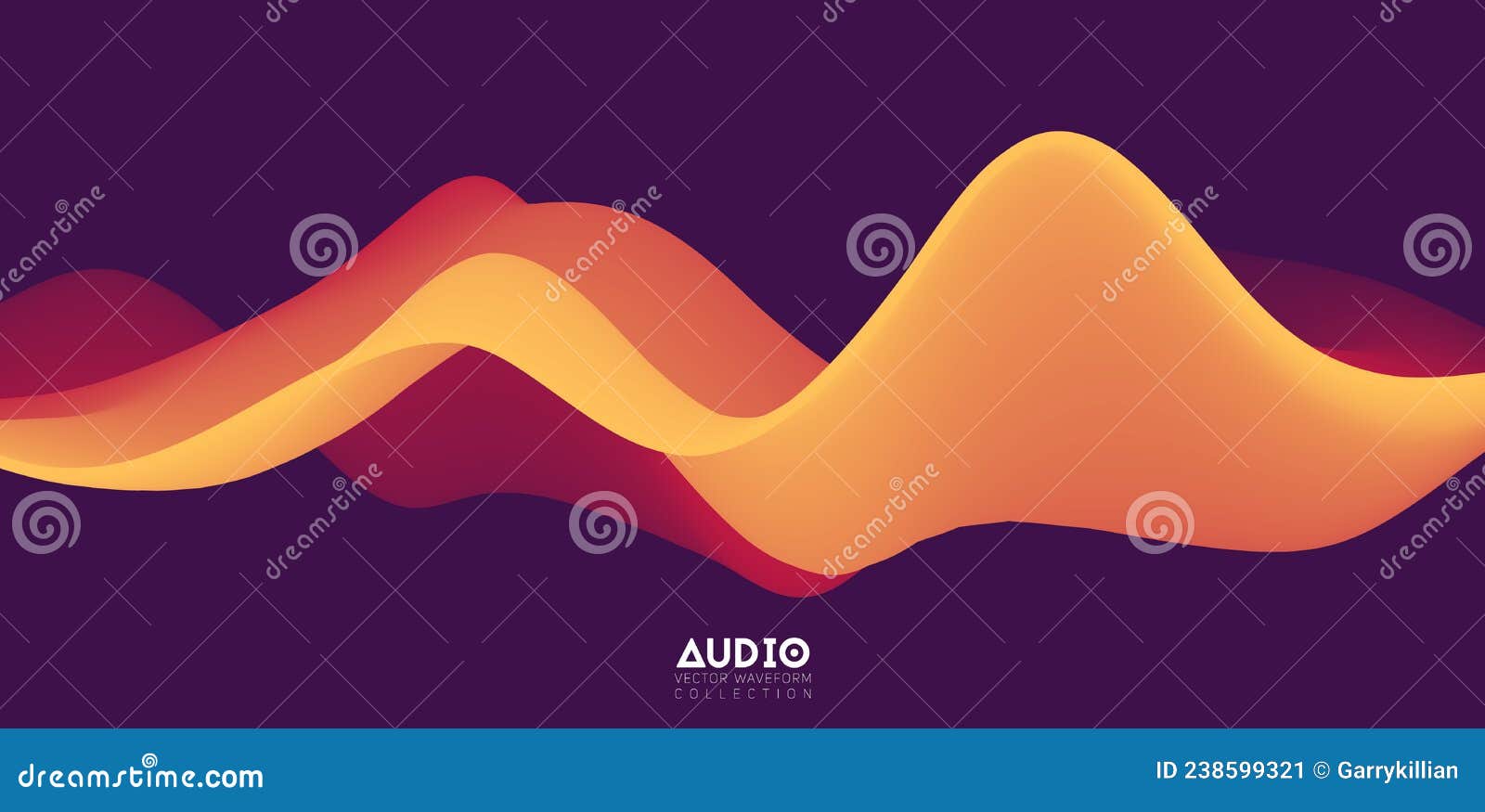 Sound Wave Visualiztion. 3D Orange Solid Waveform. Voice Sample Pattern ...