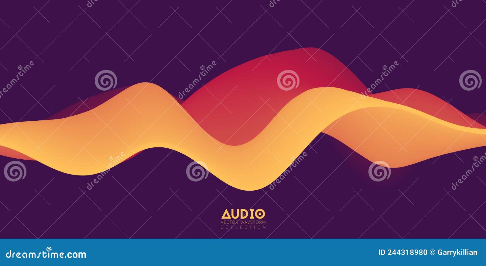 Sound Wave Visualiztion. 3D Orange Solid Waveform. Voice Sample Pattern ...