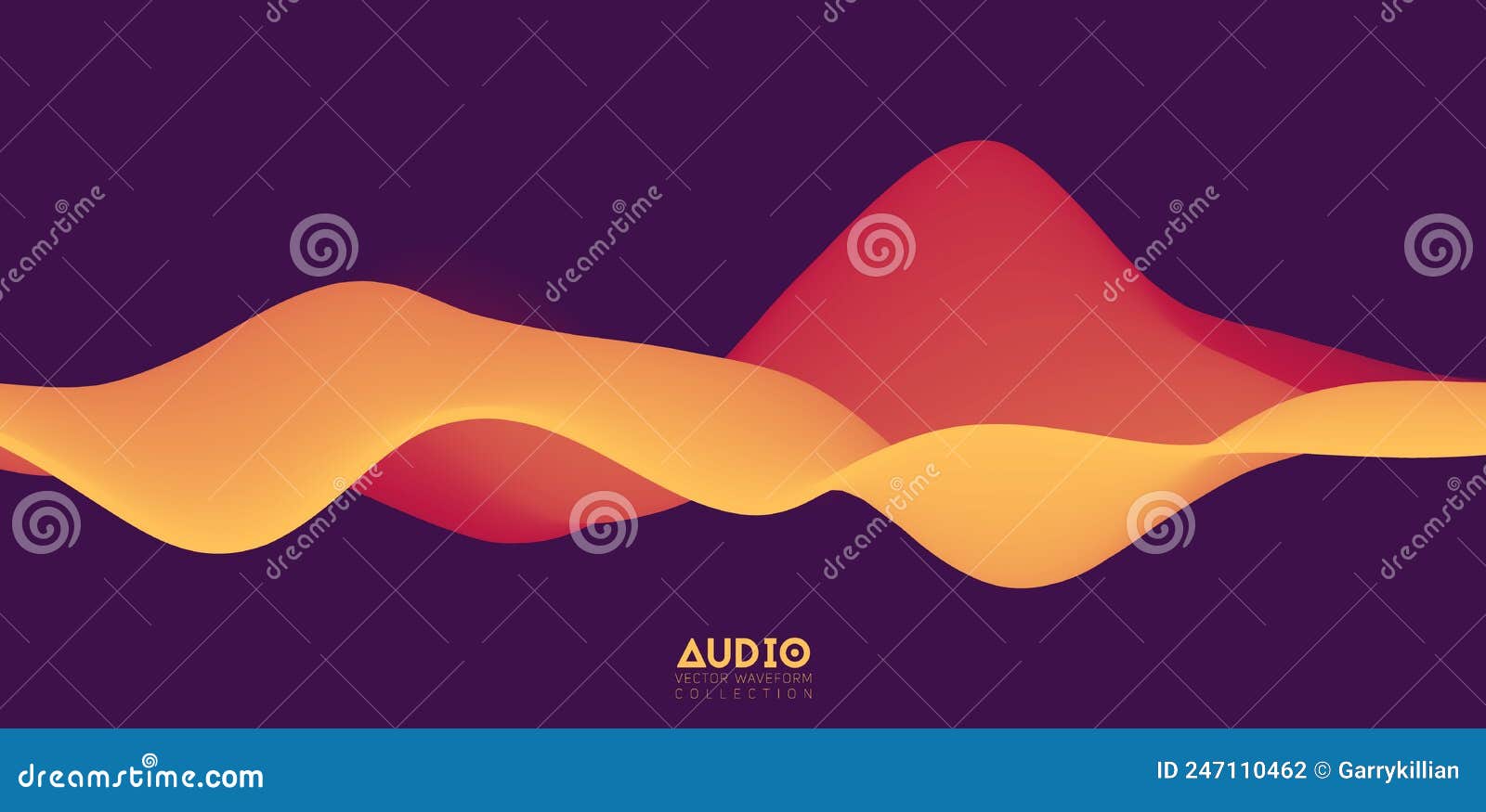Sound Wave Visualiztion. 3D Orange Solid Waveform. Voice Sample Pattern ...