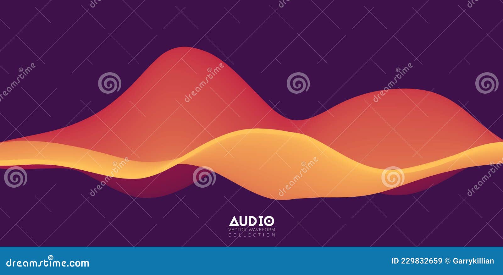 Sound Wave Visualiztion. 3D Orange Solid Waveform. Voice Sample Pattern ...