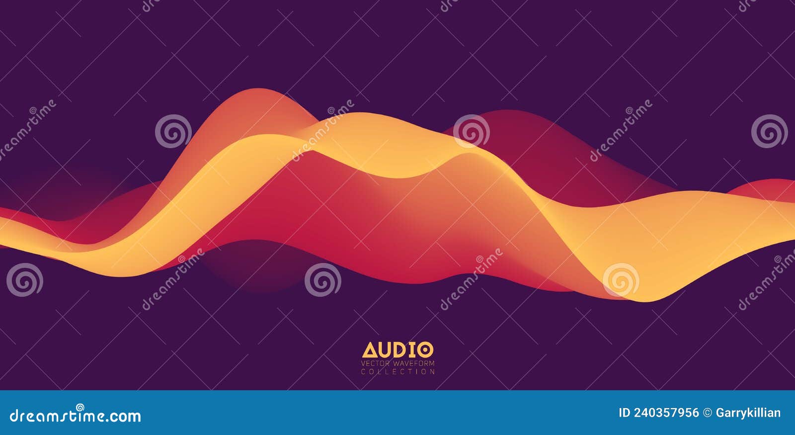 Sound Wave Visualiztion. 3D Orange Solid Waveform. Voice Sample Pattern ...