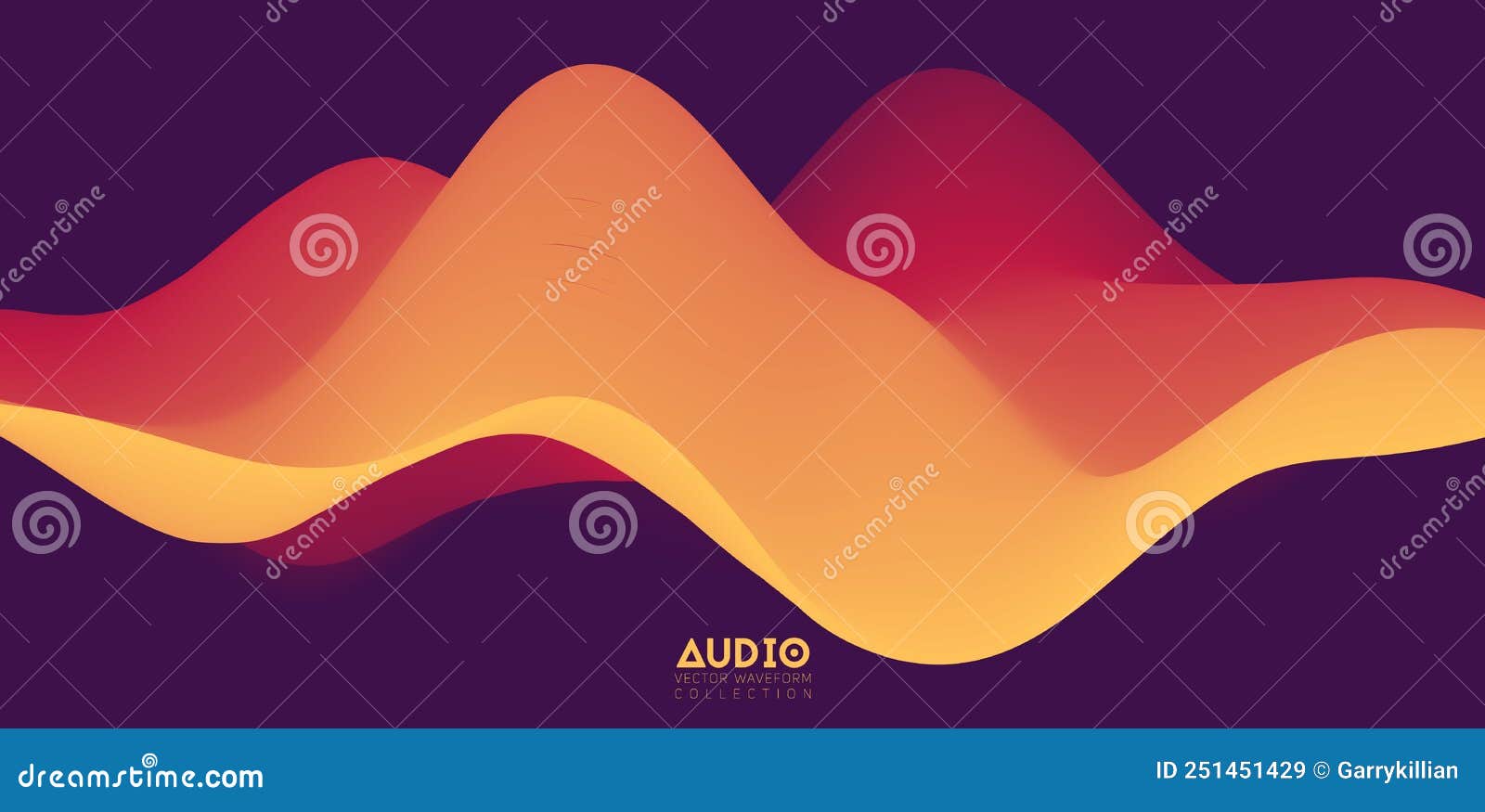 Sound Wave Visualiztion. 3D Orange Solid Waveform. Voice Sample Pattern ...