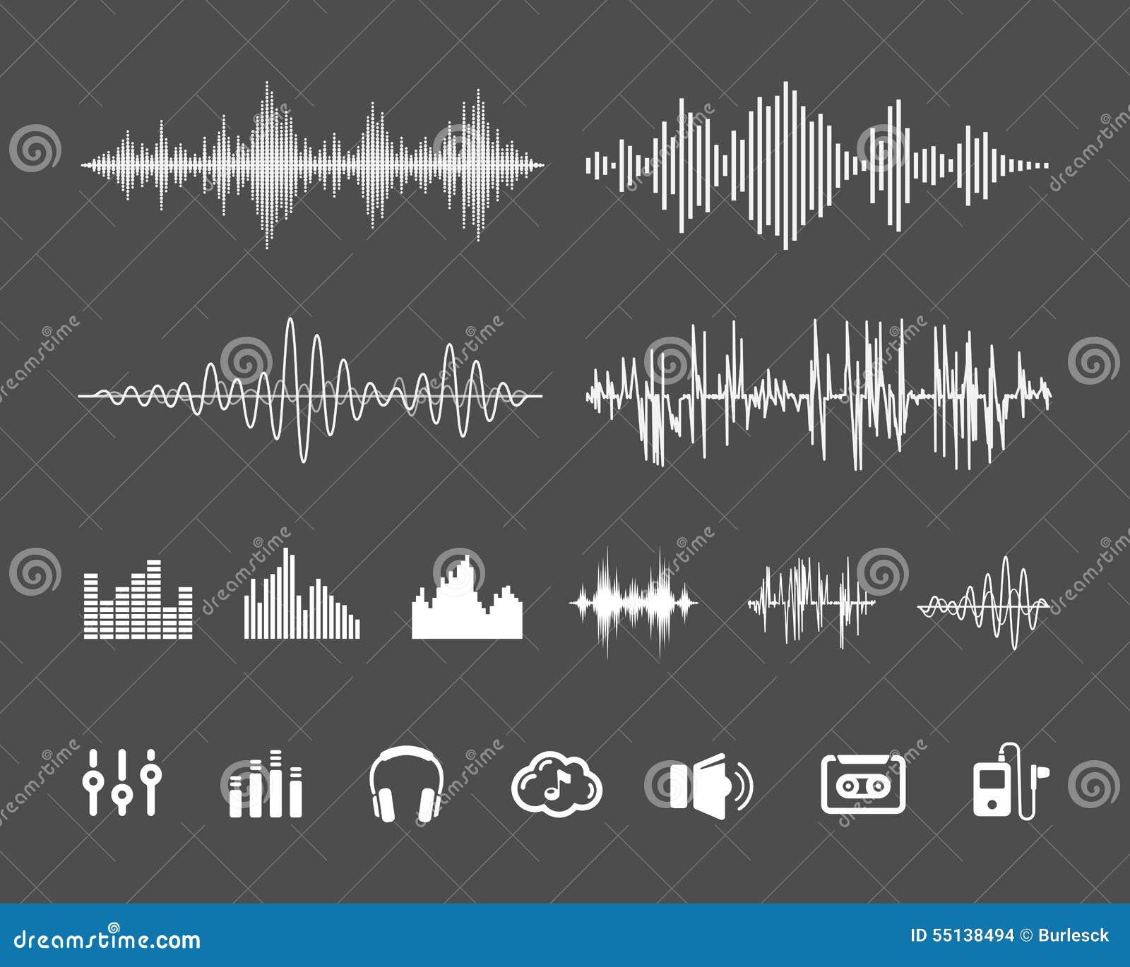 Sound Waveforms Vector Illustration | CartoonDealer.com #55138494