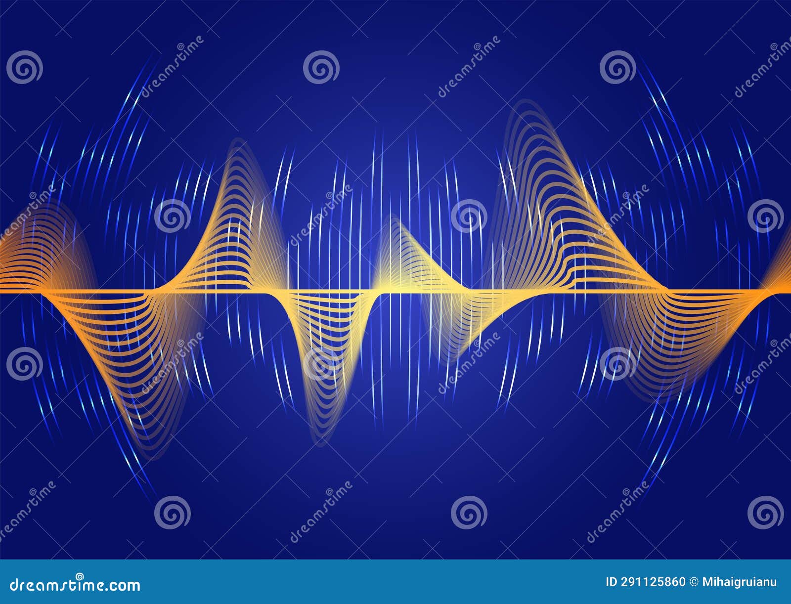Sound Waves Abstract Blue Background Vector Stock Illustration ...