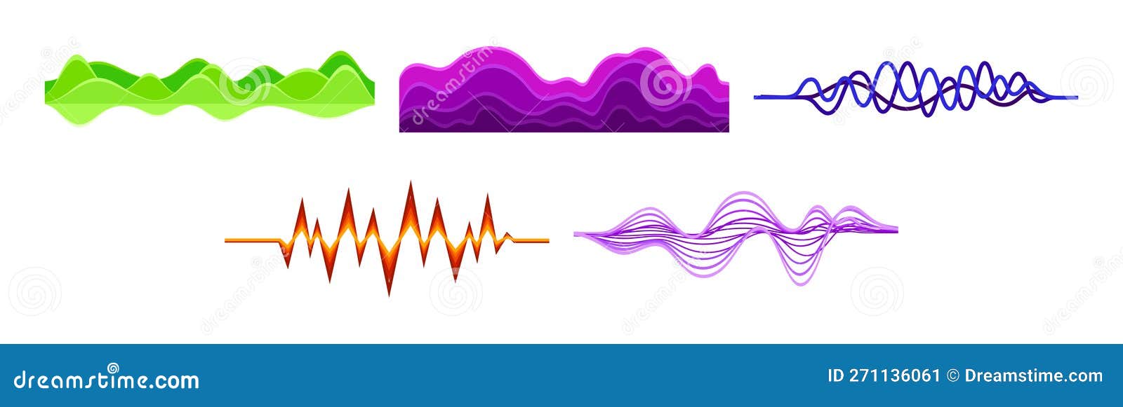 Sound Waves and Audio Digital Equalizer Curve with Amplitude Vector Set ...