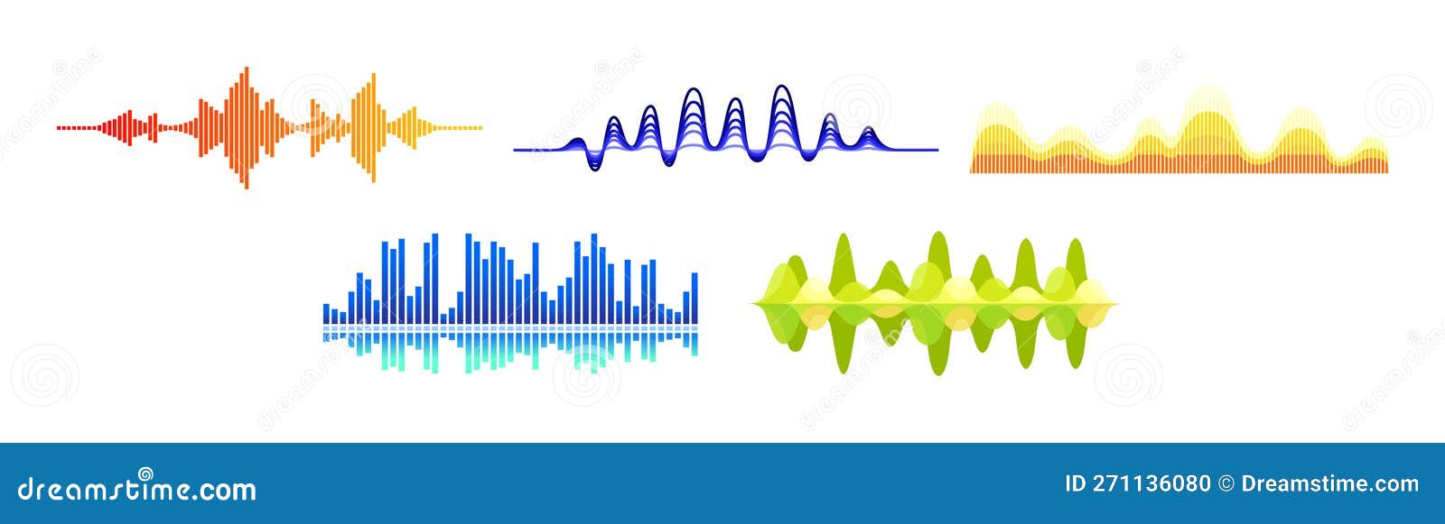 Sound Waves and Audio Digital Equalizer Curve with Amplitude Vector Set ...