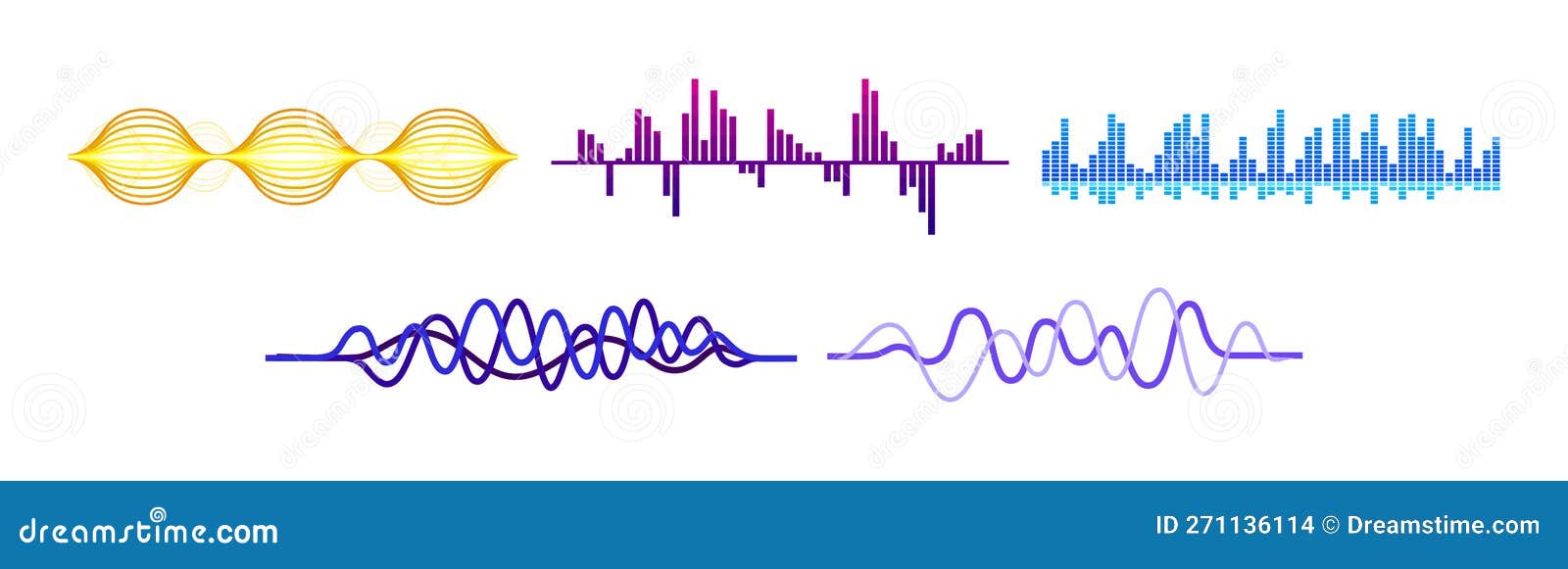 Sound Waves and Audio Digital Equalizer Curve with Amplitude Vector Set ...