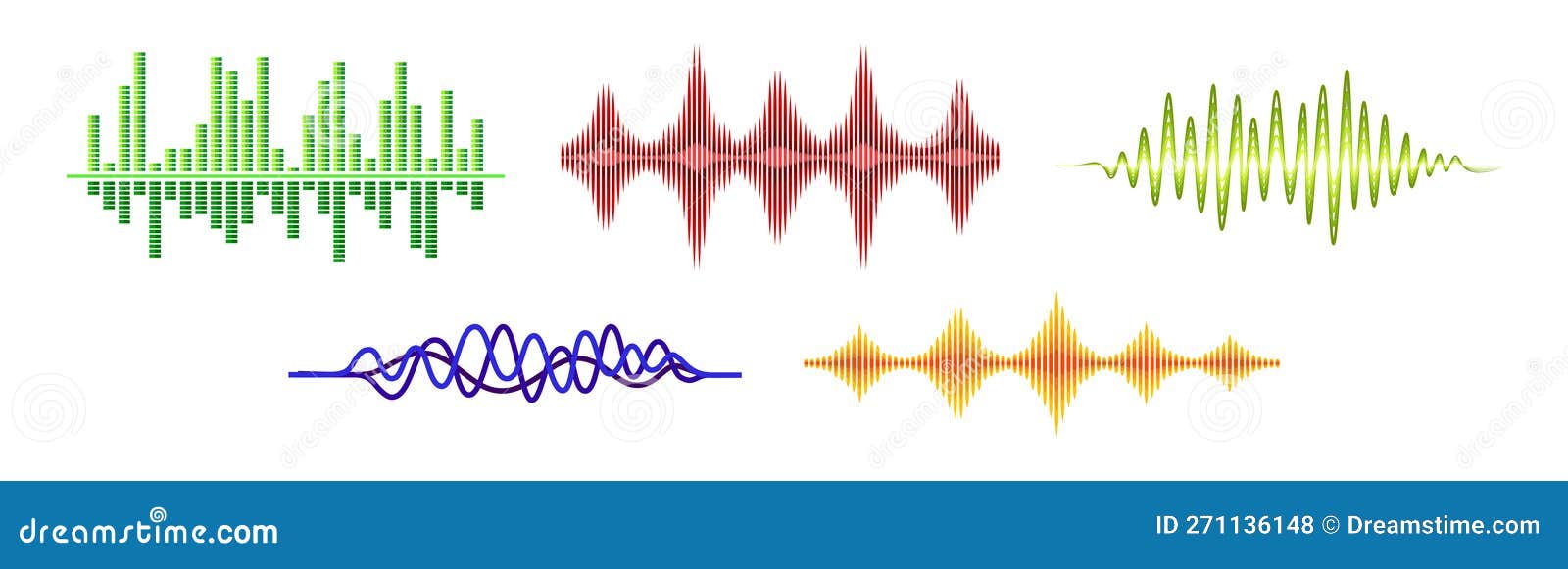 Sound Waves and Audio Digital Equalizer Curve with Amplitude Vector Set ...