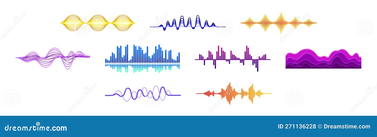 Sound Waves and Audio Digital Equalizer Curve with Amplitude Vector Set ...