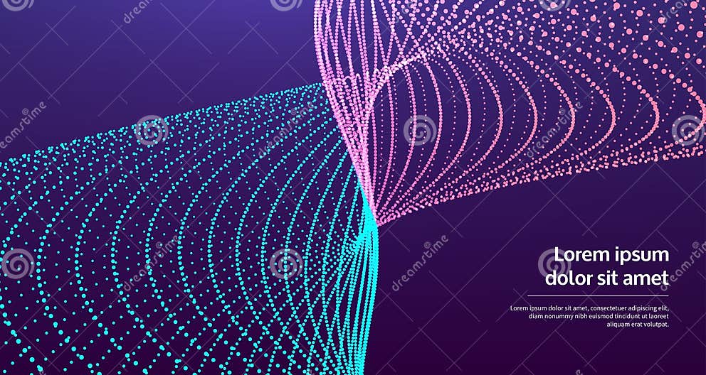 Sound Waves. Big Data Visualization. Array with Dynamic Particles. Abstract Grid Design Stock ...