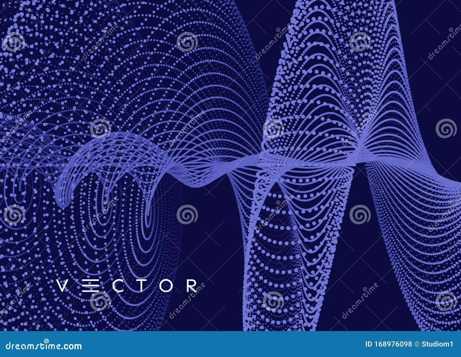 Sound Waves. Big Data Visualization. Array with Dynamic Particles. Abstract Grid Design Stock ...