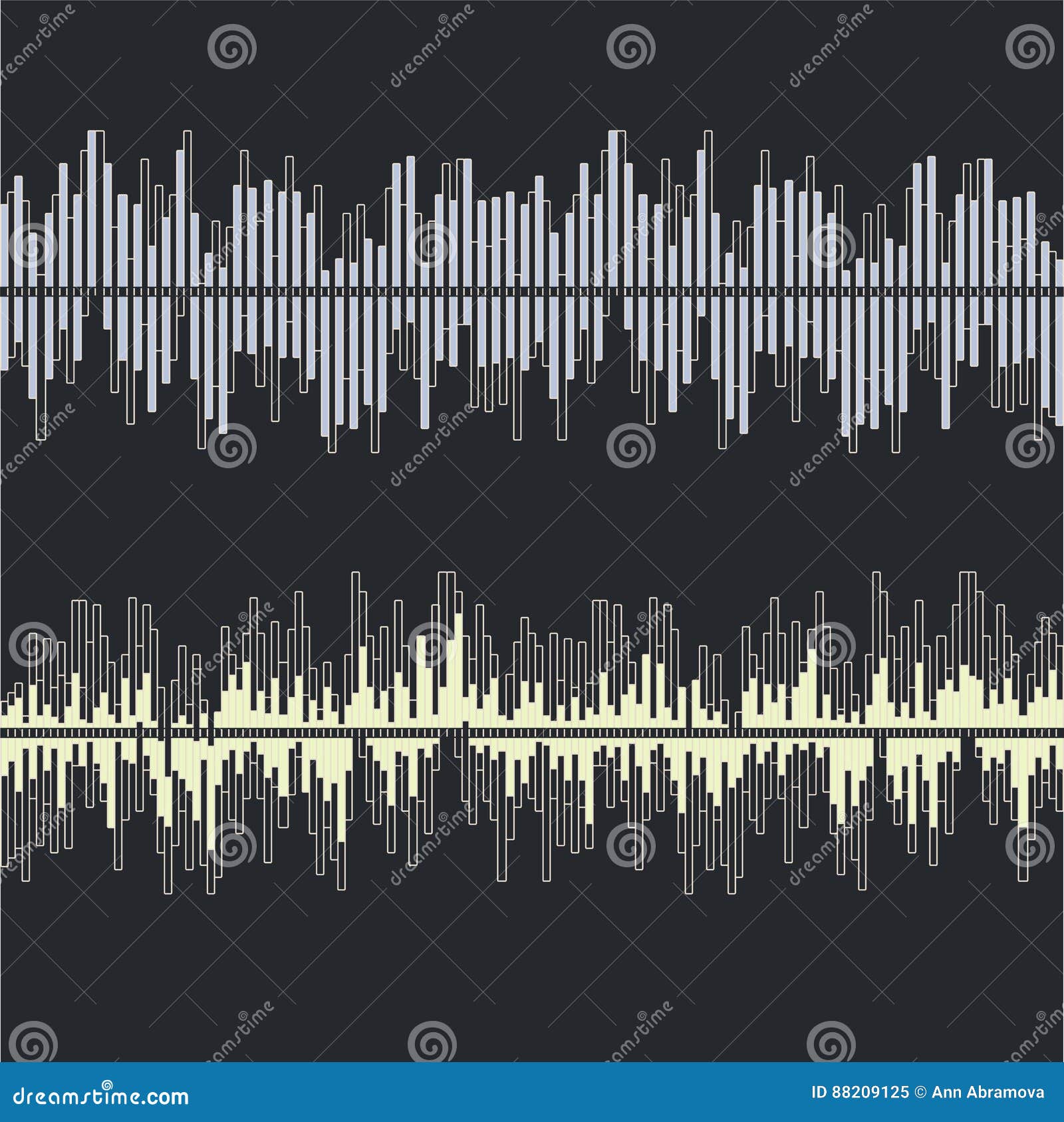 Sound Waves Collection on Gray Background Flat Isolated - Vector Stock ...