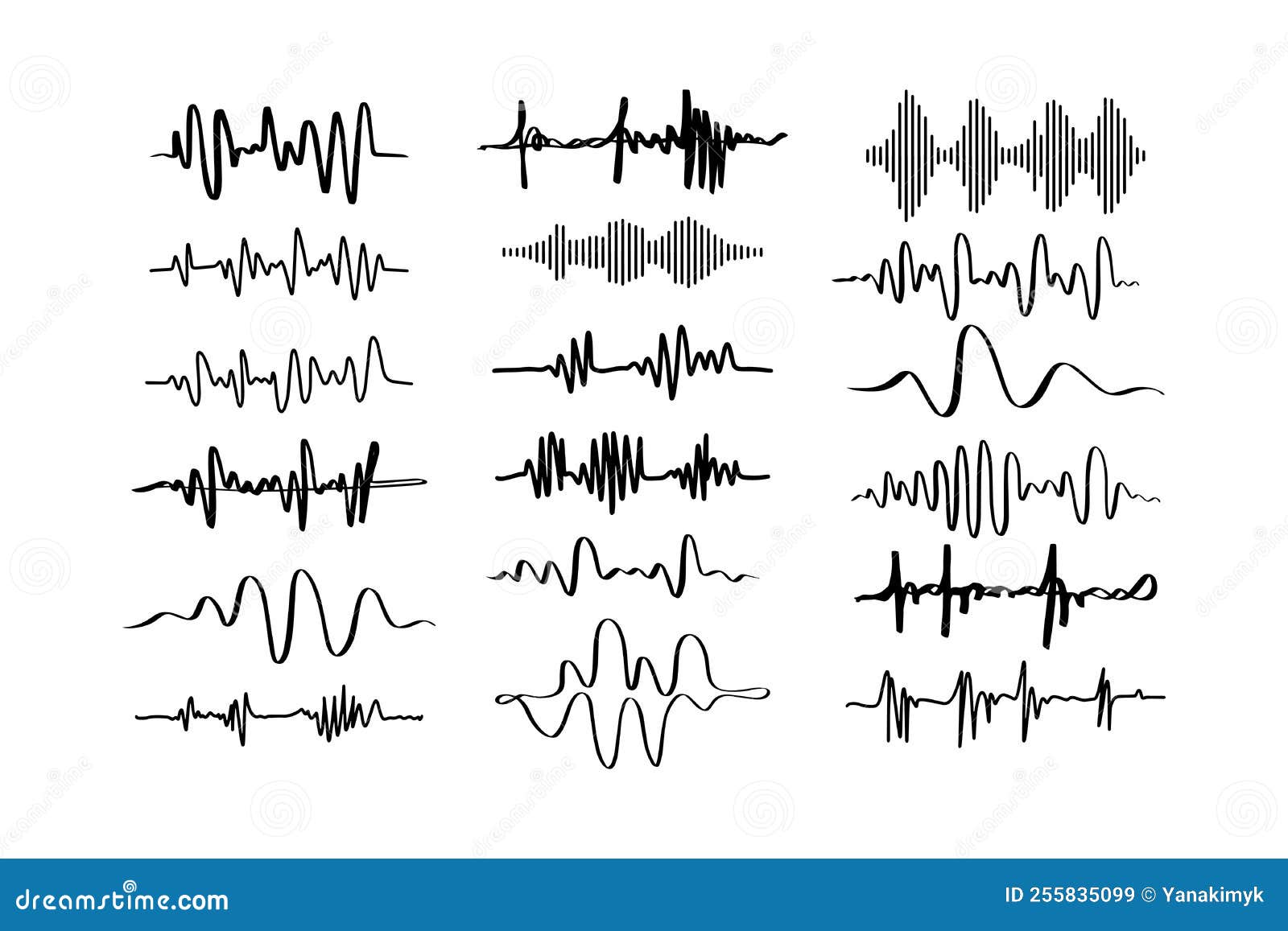 Sound Waves Doodle Audio Frequency Radio Signal Voice Line Waveform Volume Music Level