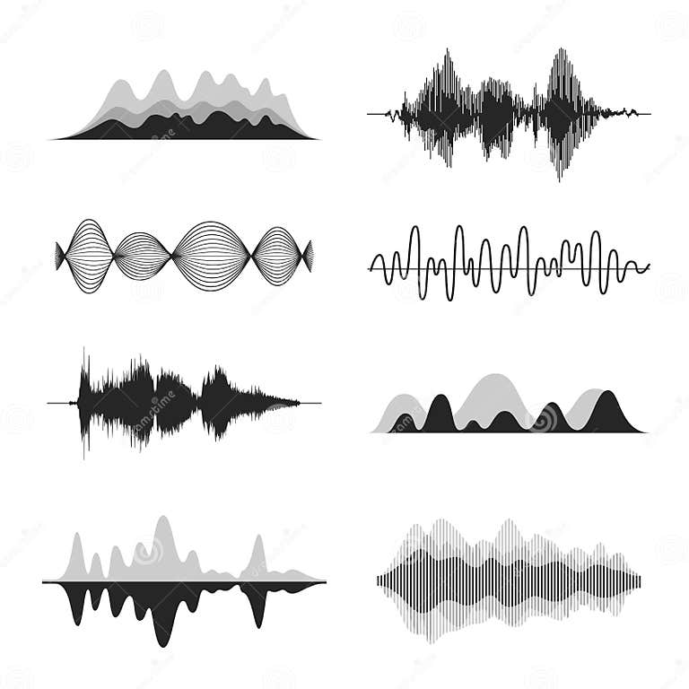 Vector audio wave set. stock vector. Illustration of beat - 160465384
