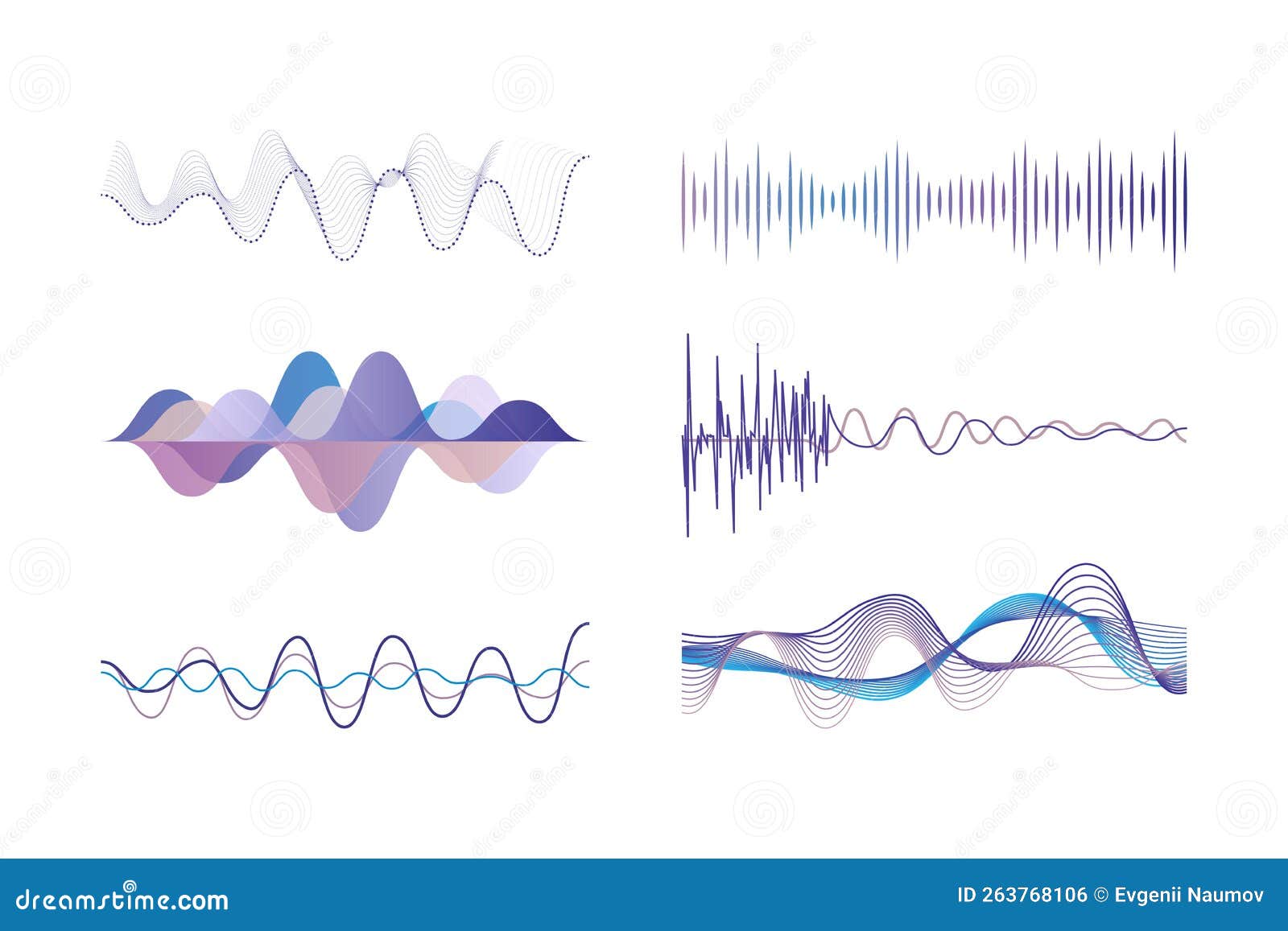 Sound Waves and Frequency Audio Waveform and Voice Graph Signal Vector ...