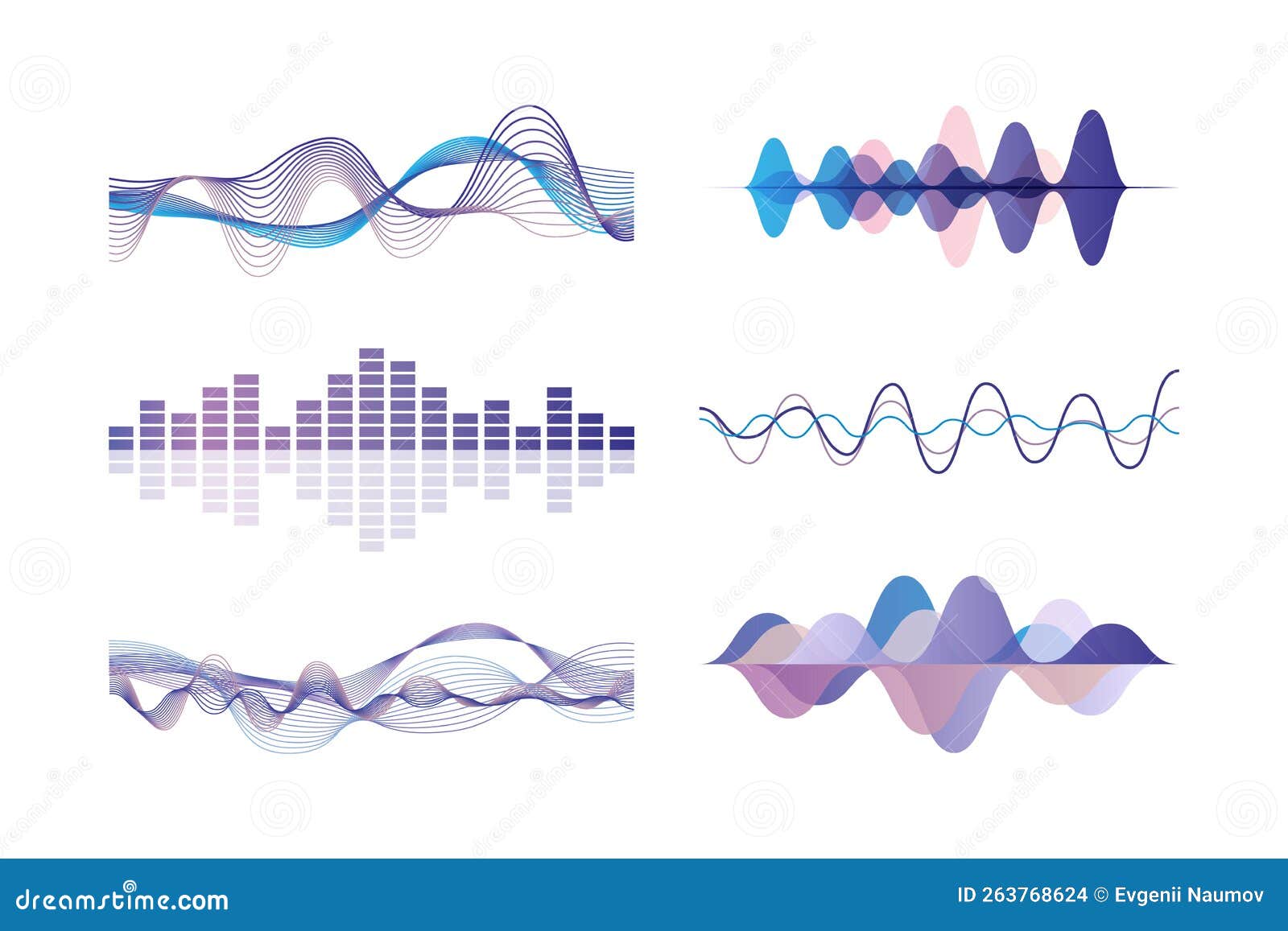 Sound Waves and Frequency Audio Waveform and Voice Graph Signal Vector ...