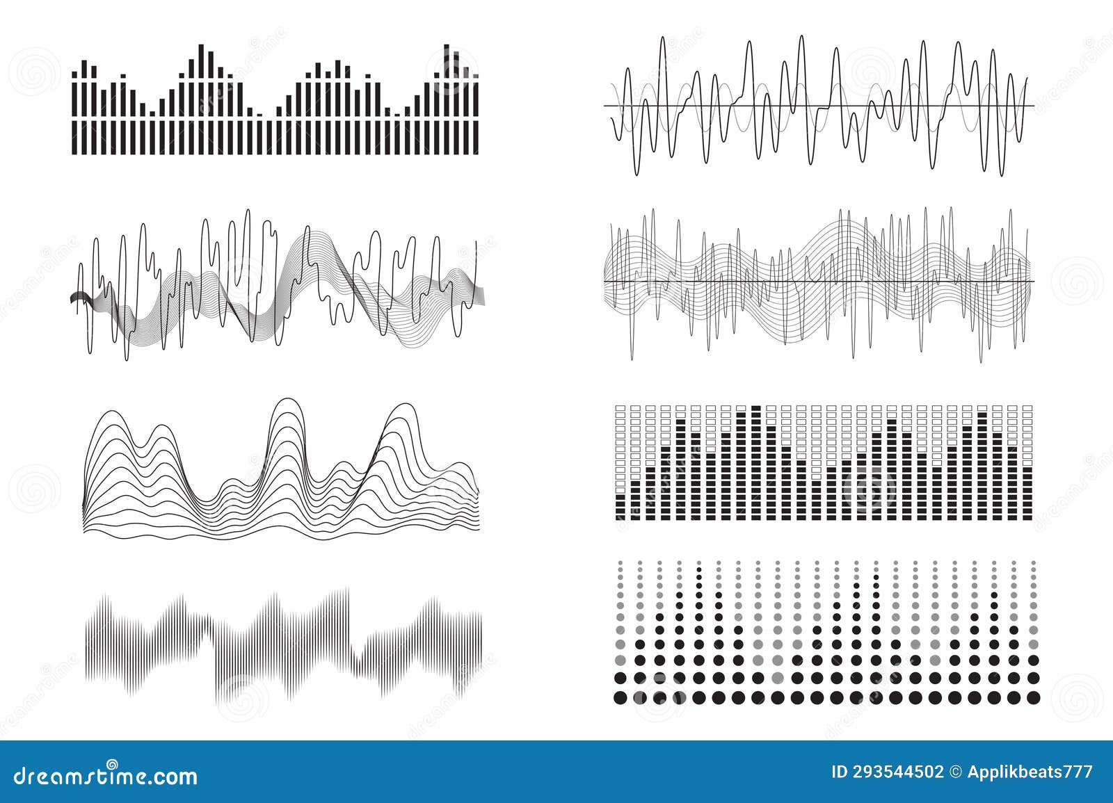 Sound Waves Mega Set in Graphic Flat Design. Bundle Elements of Curve ...