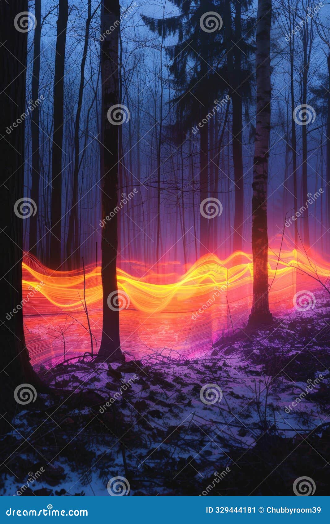 Sound Waves in Misty Forest Create Colorful Echo Stock Illustration ...
