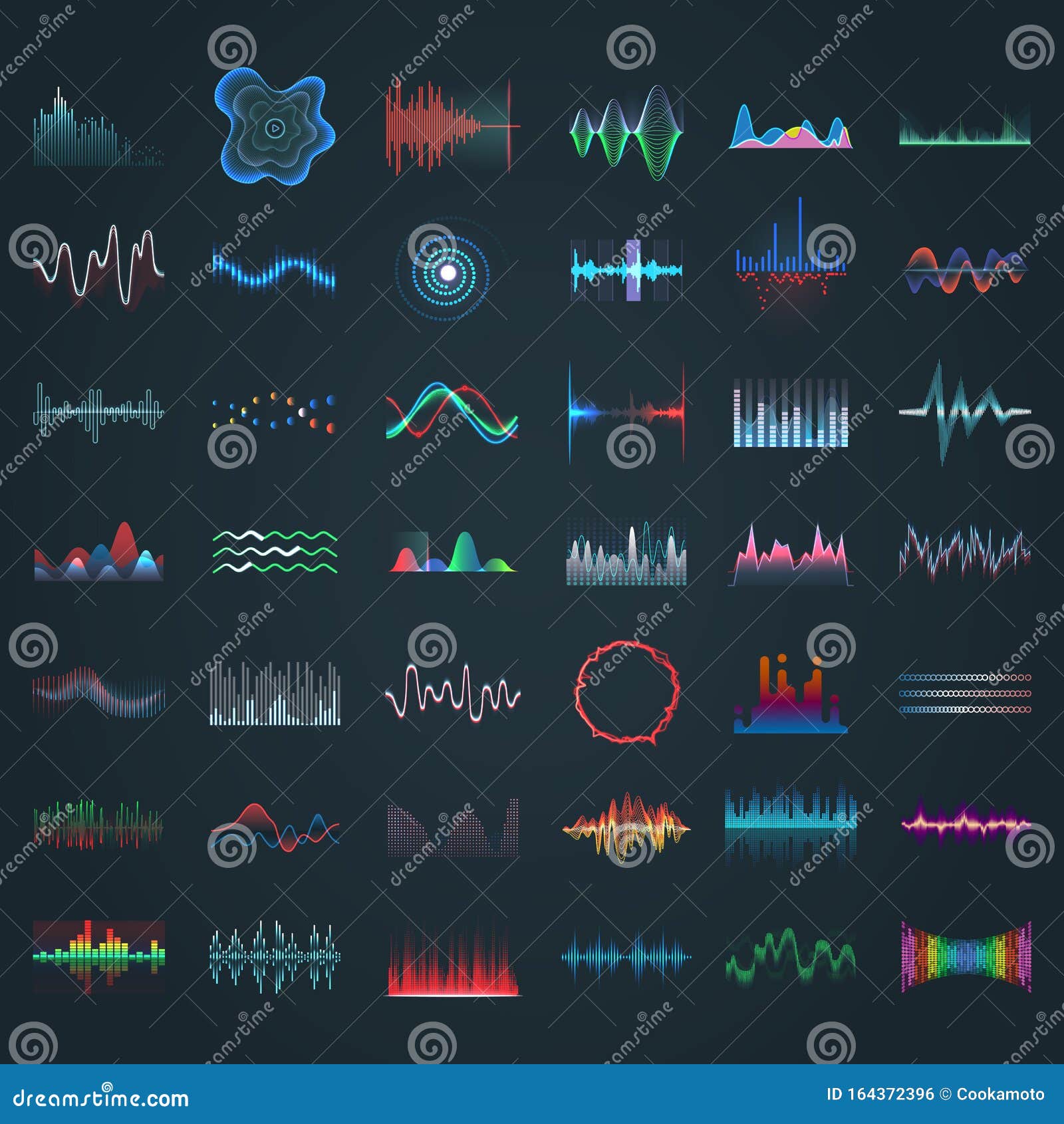Sound Waves Music Equalizer Frequency Spectrum Stock Vector