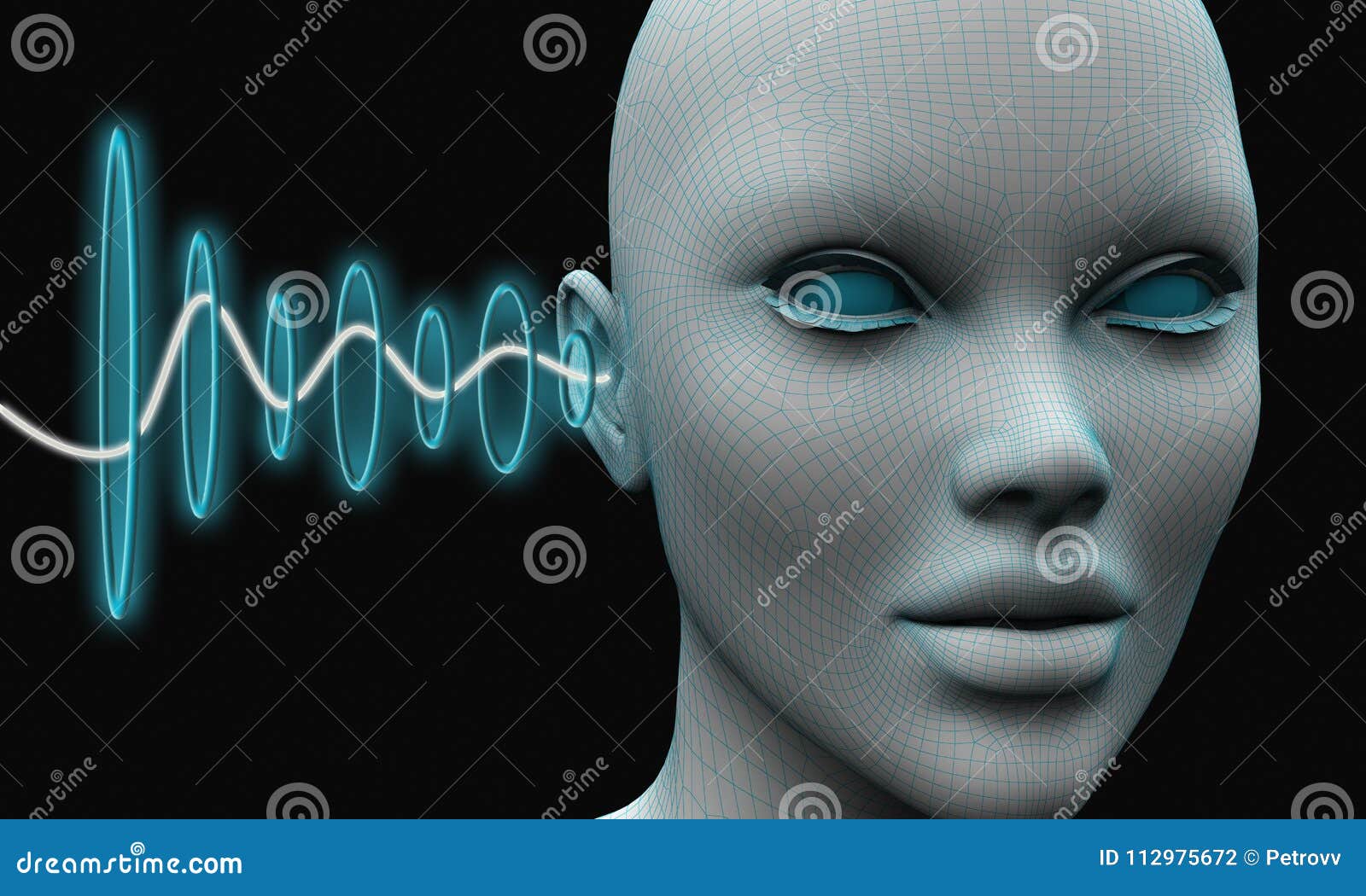 Sound Waves Penetrate into the Ear of a Person`s Head Stock ...