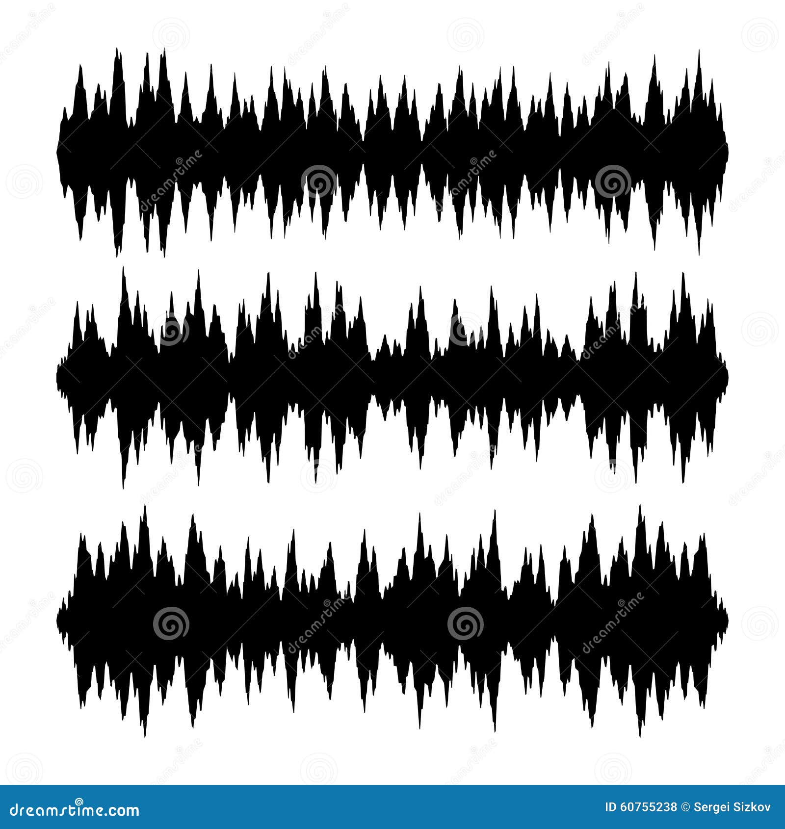 Sound Waves Set on White Background. Vector Stock Vector - Illustration ...