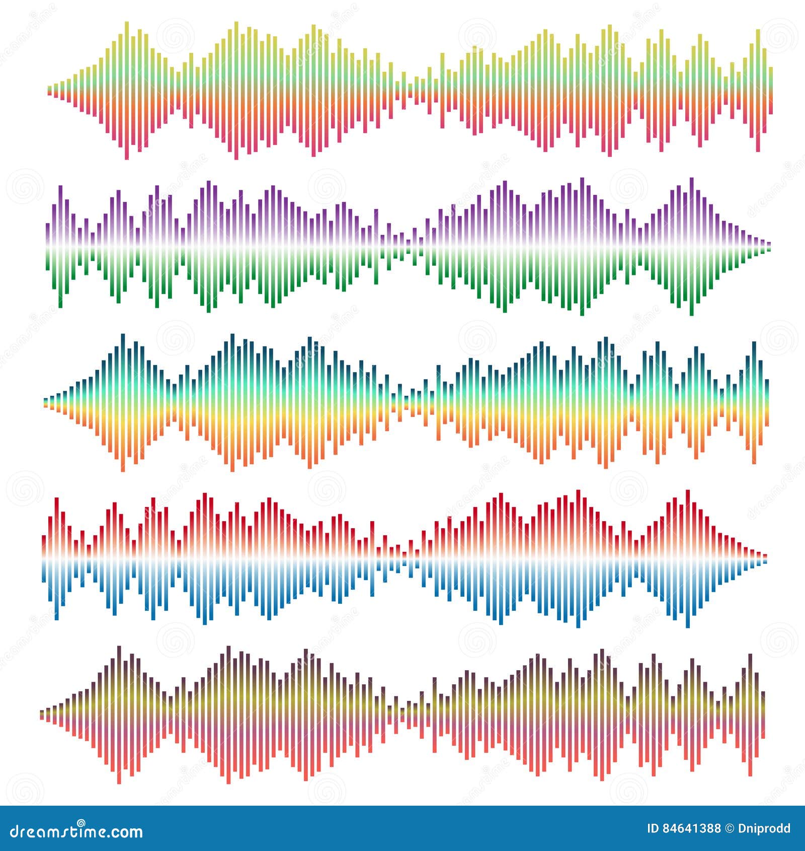 Sound Waves Vector Set. Audio Equalizer Stock Vector - Illustration of ...