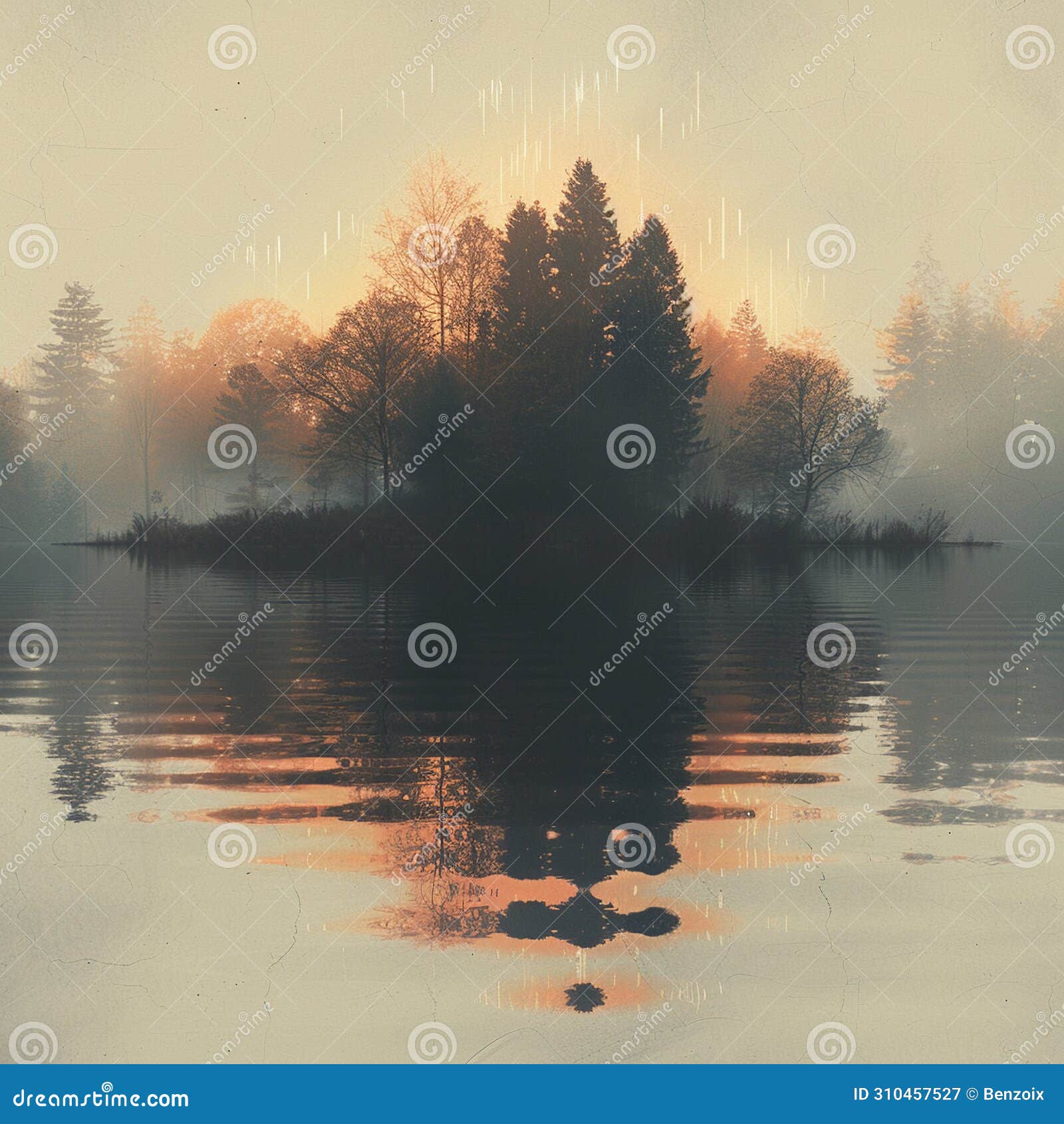 Sound Waves Visualized As Ripples and Spikes Across a Serene Lake Stock ...
