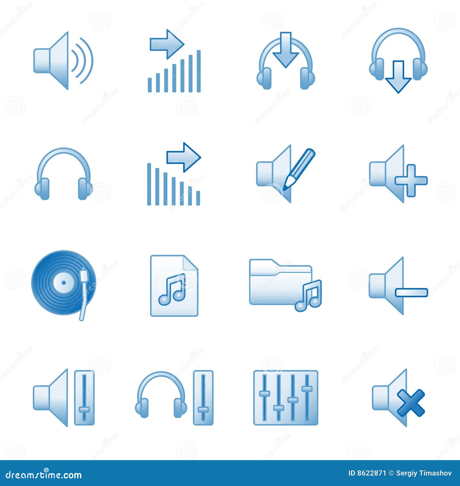 Sound Web Icons, Blue Series Stock Vector - Illustration of icons, sign ...