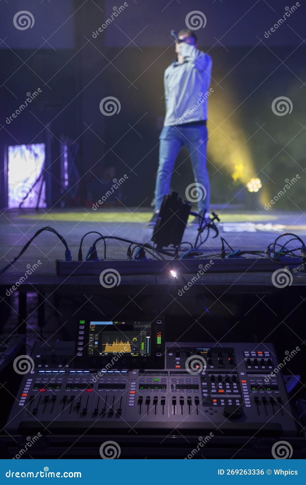 Soundboard with Singer on Stage at Bottom Stock Photo - Image of ...