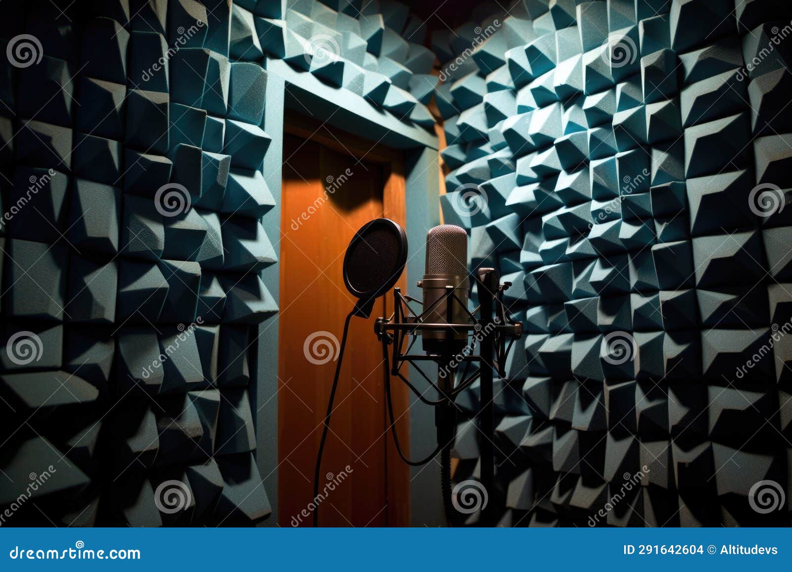 Soundproof Foam Wall of a Recording Booth, Empty Microphone Stock Photo ...