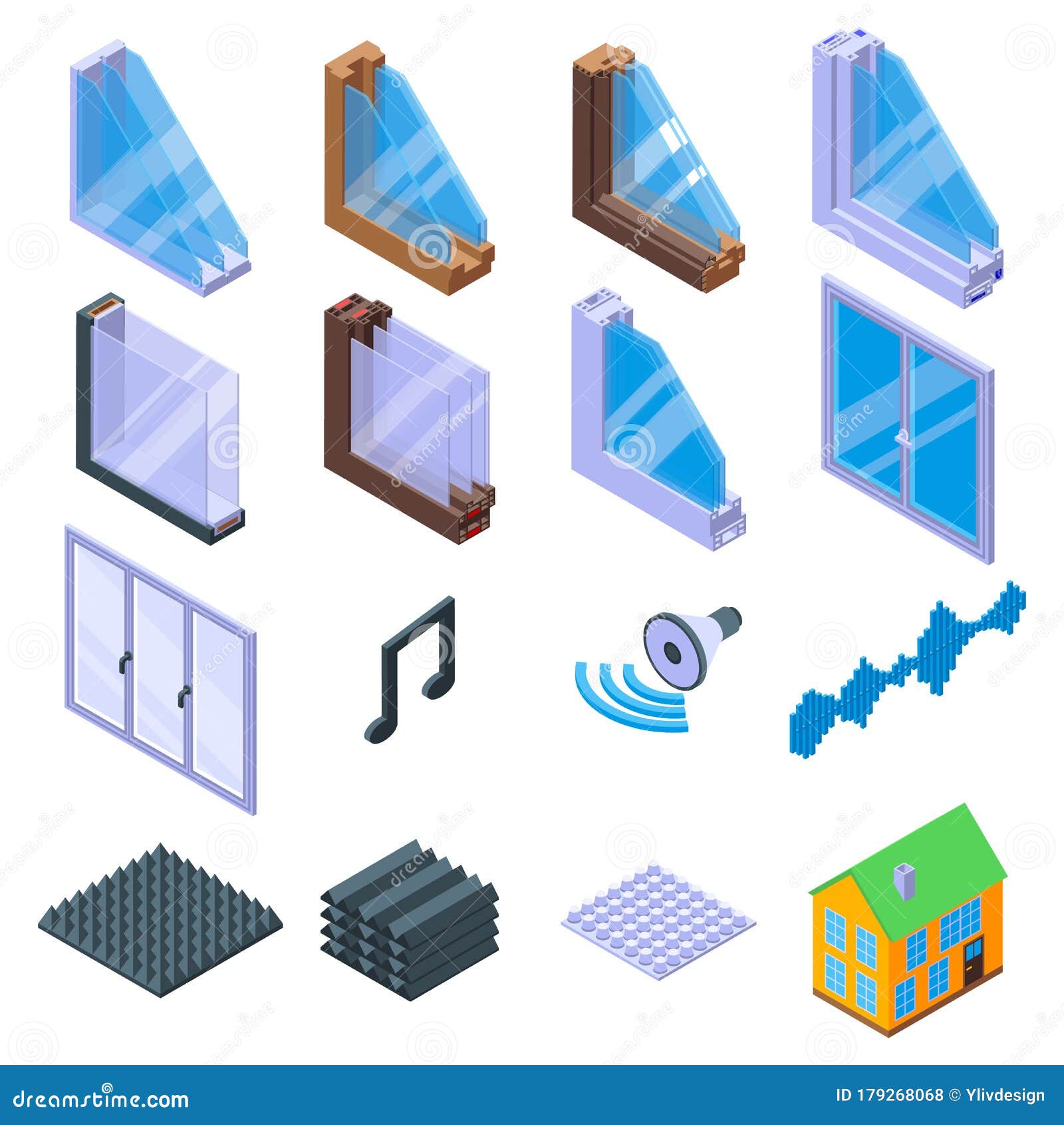 Soundproofing Icons Set, Isometric Style Stock Vector - Illustration of ...