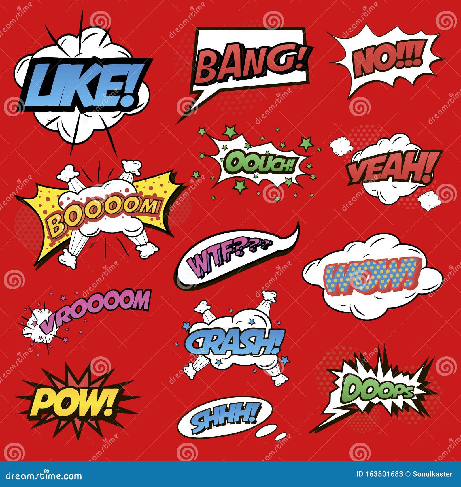 Sounds Visualization, Comic Signs, Like and Boom or Bang Stock Vector ...