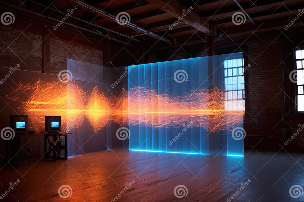 Soundwave Visualization Projected Onto a Canvas Stock Illustration ...