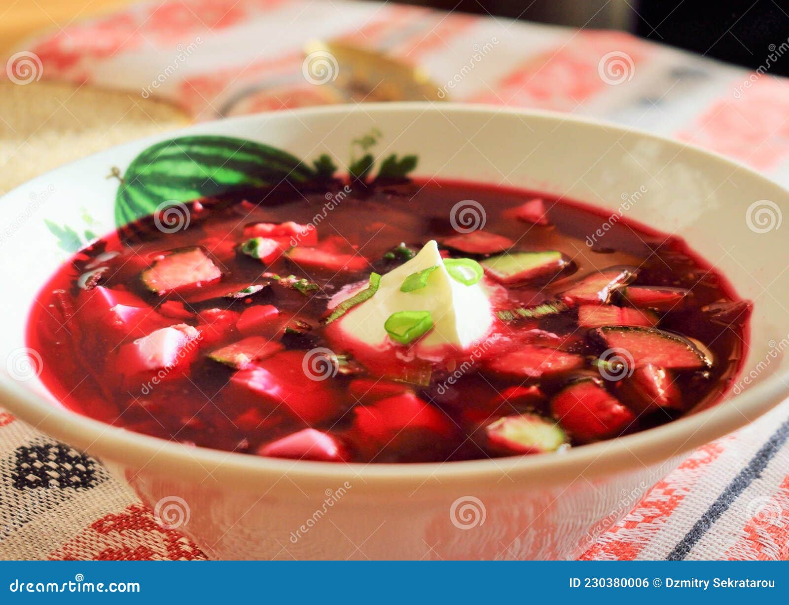 Soup of Beets, Cucumbers and Eggs - Cold Meat Stock Photo - Image of ...
