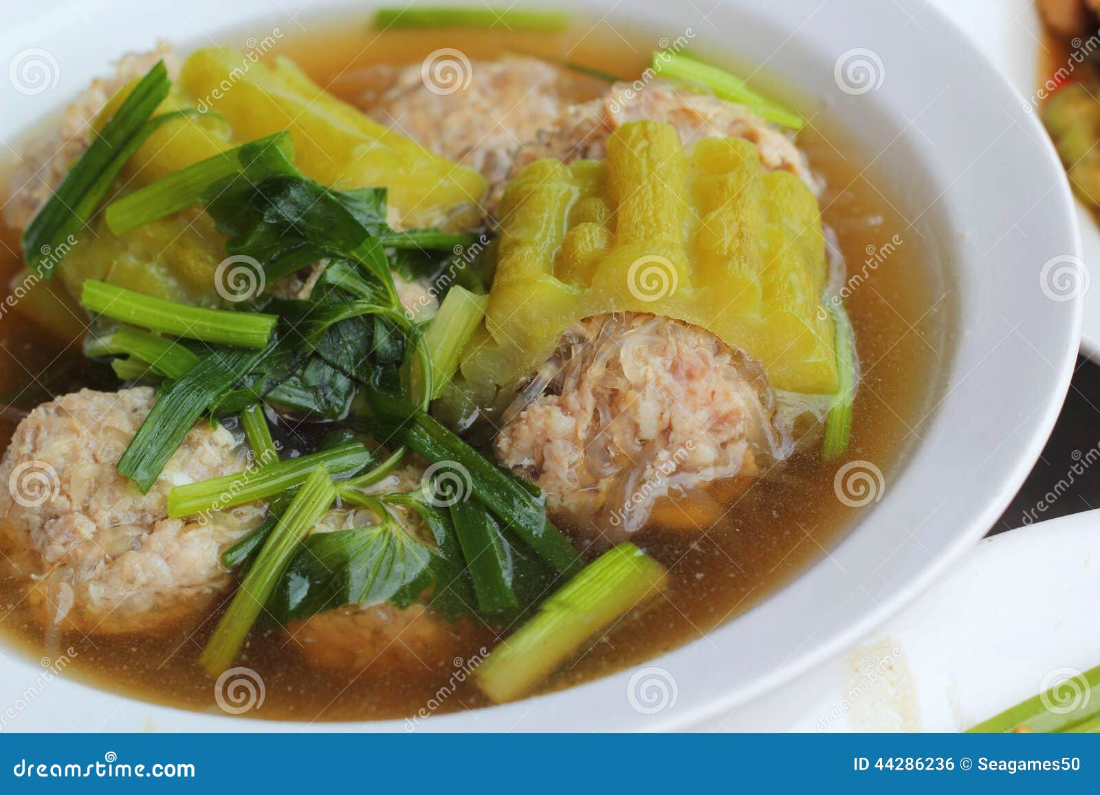 Soup with Bitter Melon with Pork Chops Stock Photo - Image of pork ...