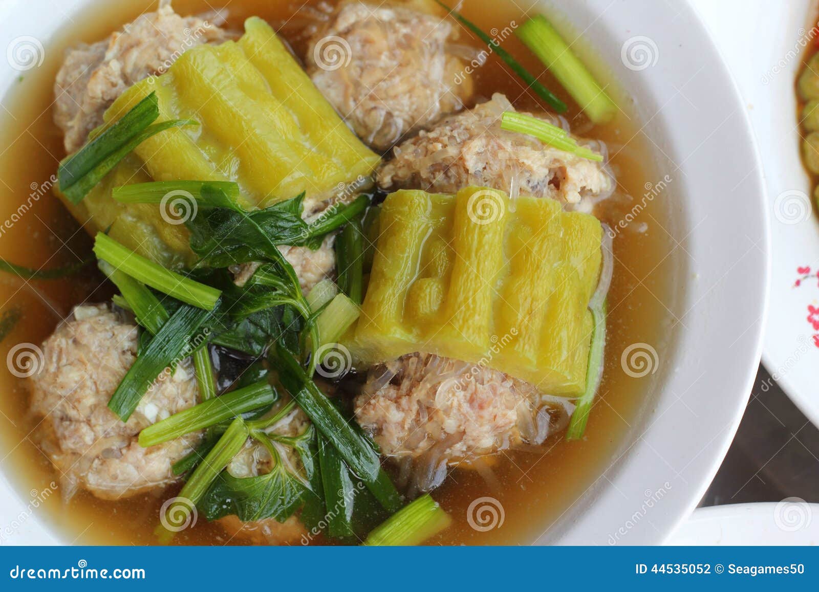 Soup with Bitter Melon with Pork Chops Stock Photo - Image of close ...