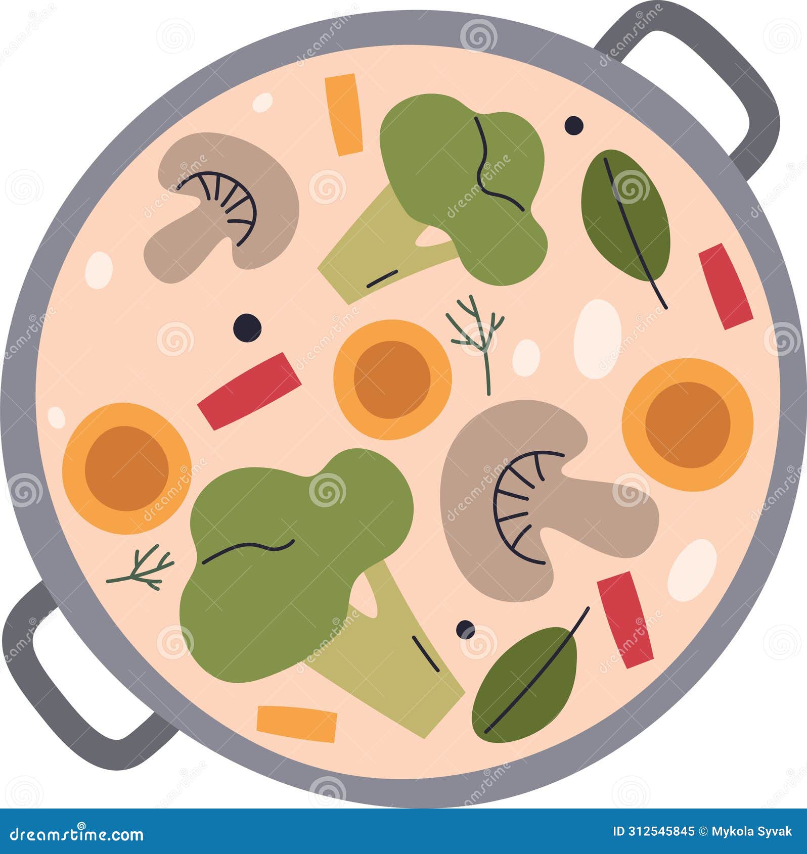 Soup Cooking in Bowl stock vector. Illustration of vegetarian - 312545845